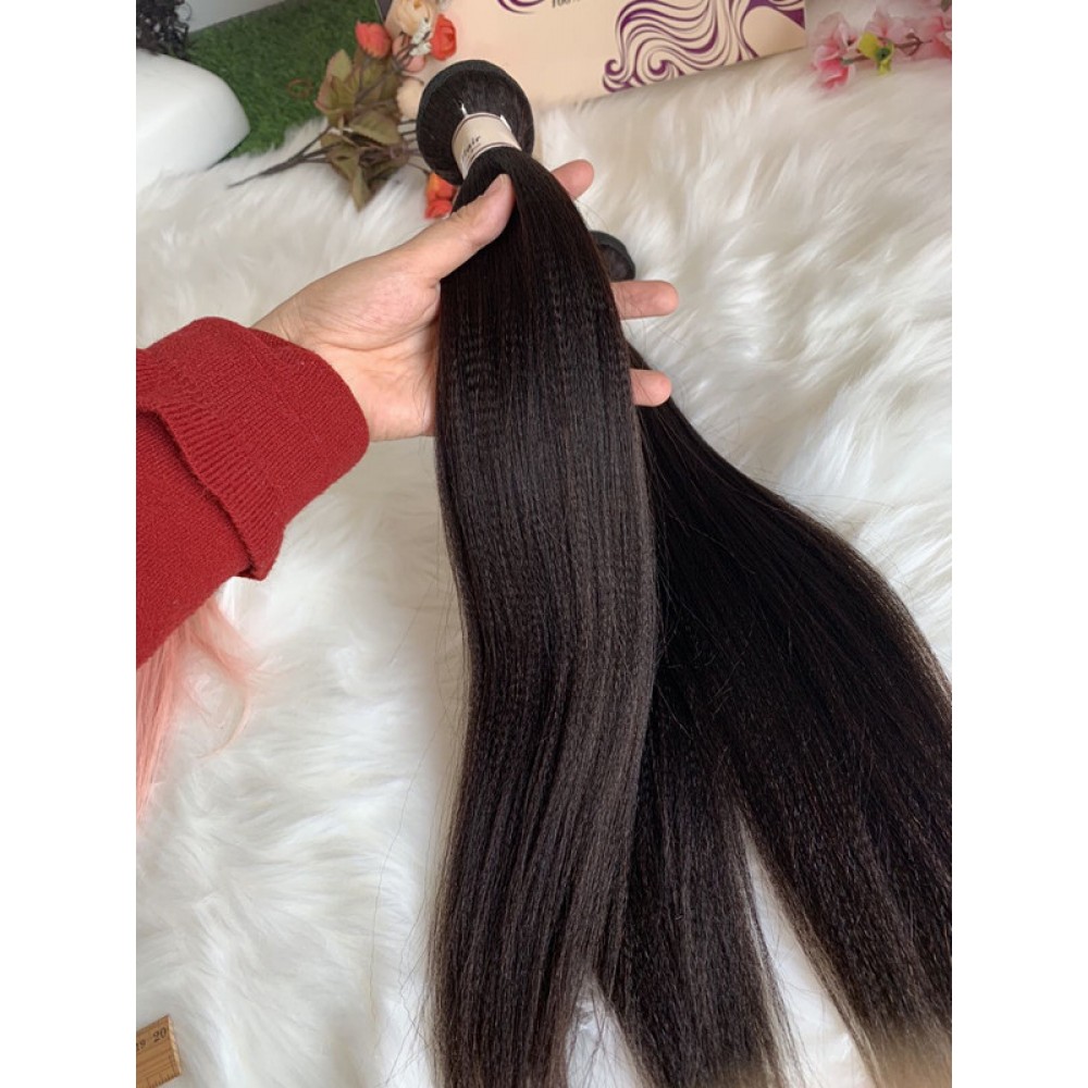 10A+ Light Yaki Straight virgin indian human Hair Bundles Natural Color ...