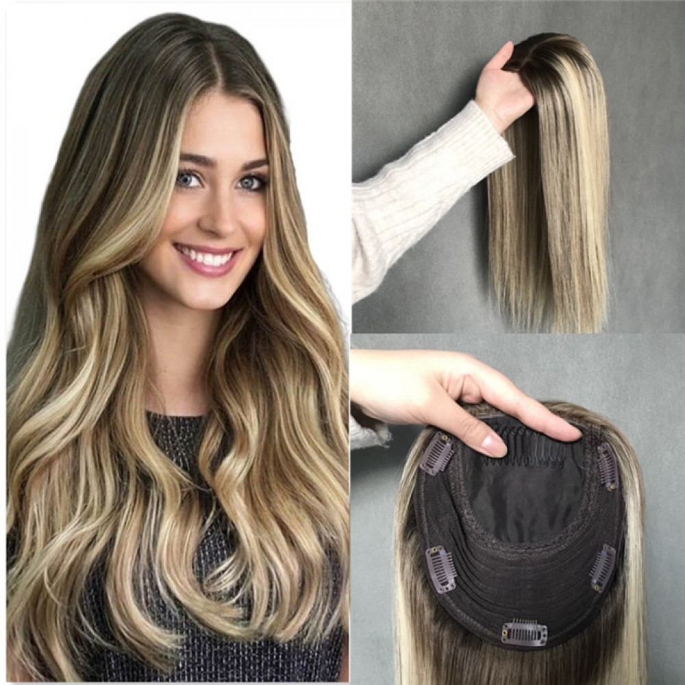 European raw hair jewish topper silk topper weft back 16inch long T2P6 ...